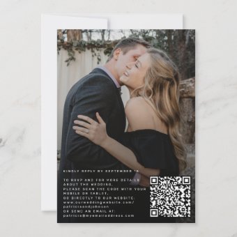QR code photo modern simple elegant wedding Invitation | Zazzle