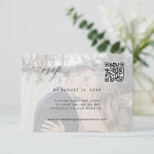 QR code photo RSVP elegant wedding RSVP card | Zazzle