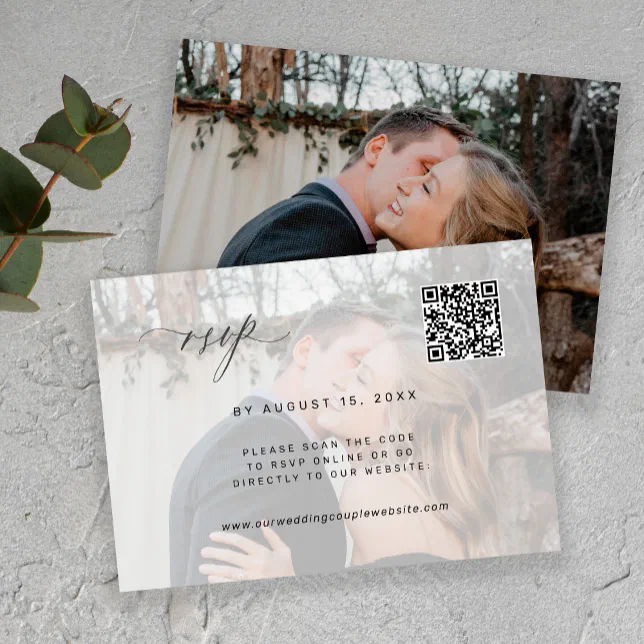 QR code photo RSVP elegant wedding RSVP card | Zazzle