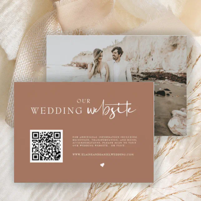 QR Code Photo Rustic Wedding Details Enclosure | Zazzle