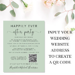 QR Code Photo Sage Wedding Reception Invitation | Zazzle
