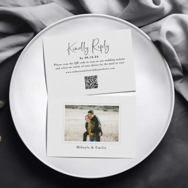 QR Code Photo Wedding RSVP Card | Zazzle