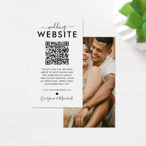 QR Code Photo Wedding Website Enclosure Card | Zazzle