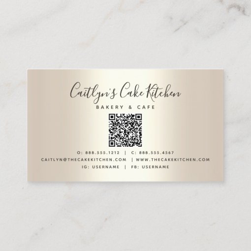 QR Code Pink Cake Bakery Dessert Glitter Drip Gold Business Card | Zazzle