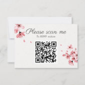 QR Code Pink cherry blossom chic floral wedding RSVP Card | Zazzle