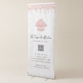 QR Code Pink Cupcake Glitter Bakery Café Marble Retractable Banner | Zazzle