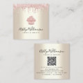 QR Code Pink Cupcake Glitter Drip Bakery Chef Gold Square Business Card ...