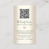 QR Code Pink Strawberry Glitter Confection Gold Business Card | Zazzle