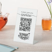 QR Code Please Leave a Review Pedestal Sign | Zazzle