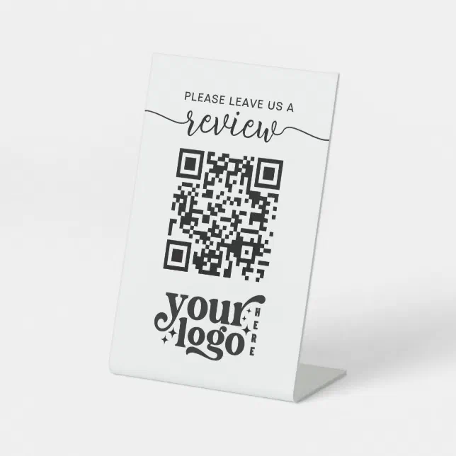 QR Code Please Leave a Review Pedestal Sign | Zazzle