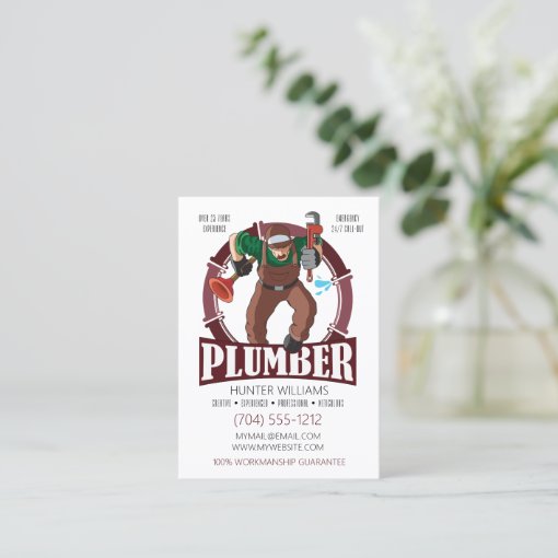 QR Code Plumber Contractor Tools Plumbing Vertical Business Card | Zazzle