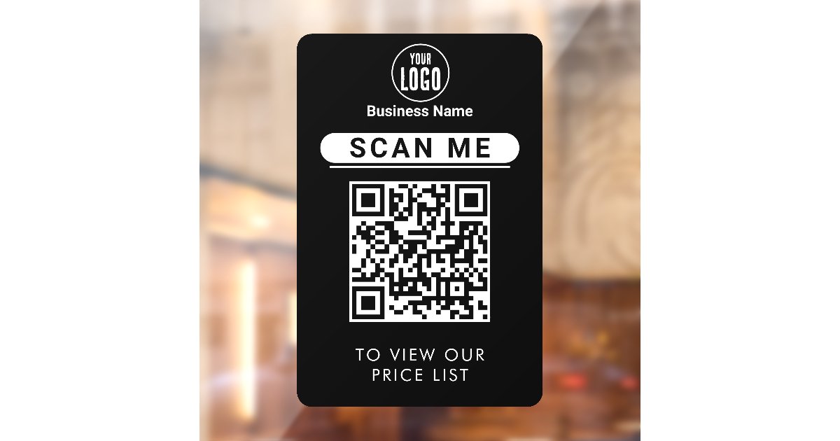 QR Code Price List | Business Logo Contactless Window Cling | Zazzle