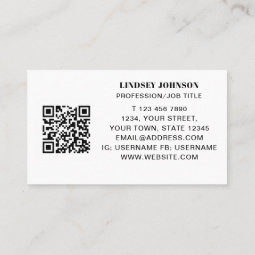 QR Code Profession/Job Title Business Card | Zazzle