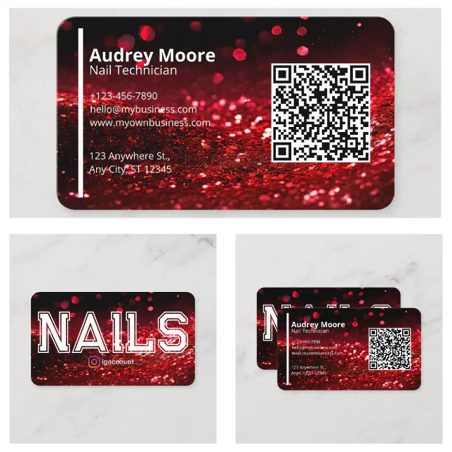 QR Code Professional Creative Nail Technician Business Card | Zazzle