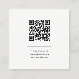 QR Code Professional Minimal White Square Business Card | Zazzle