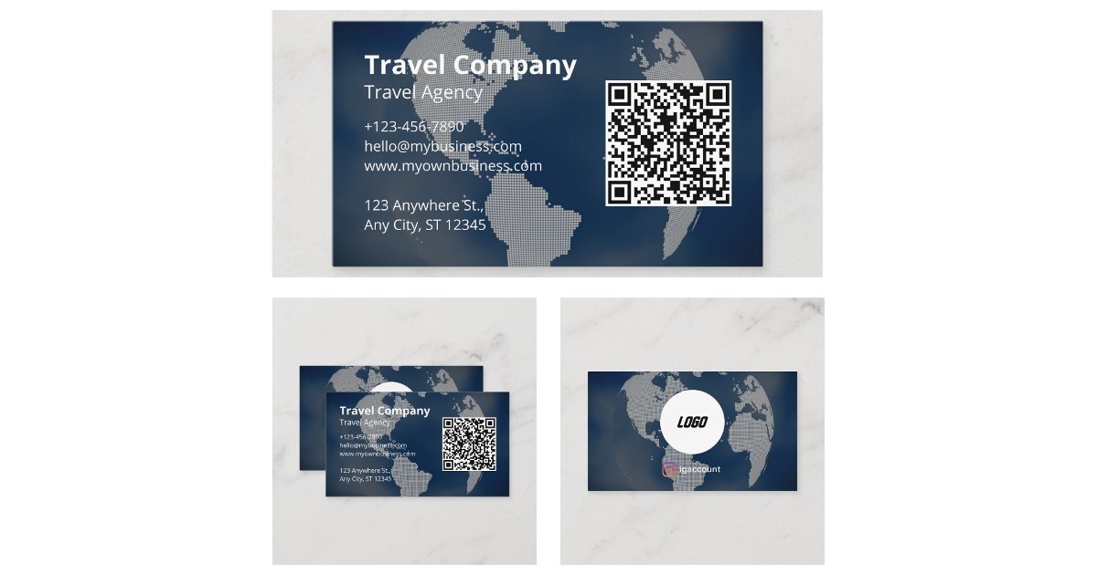 QR Code Professional Travel Agency Business Card | Zazzle