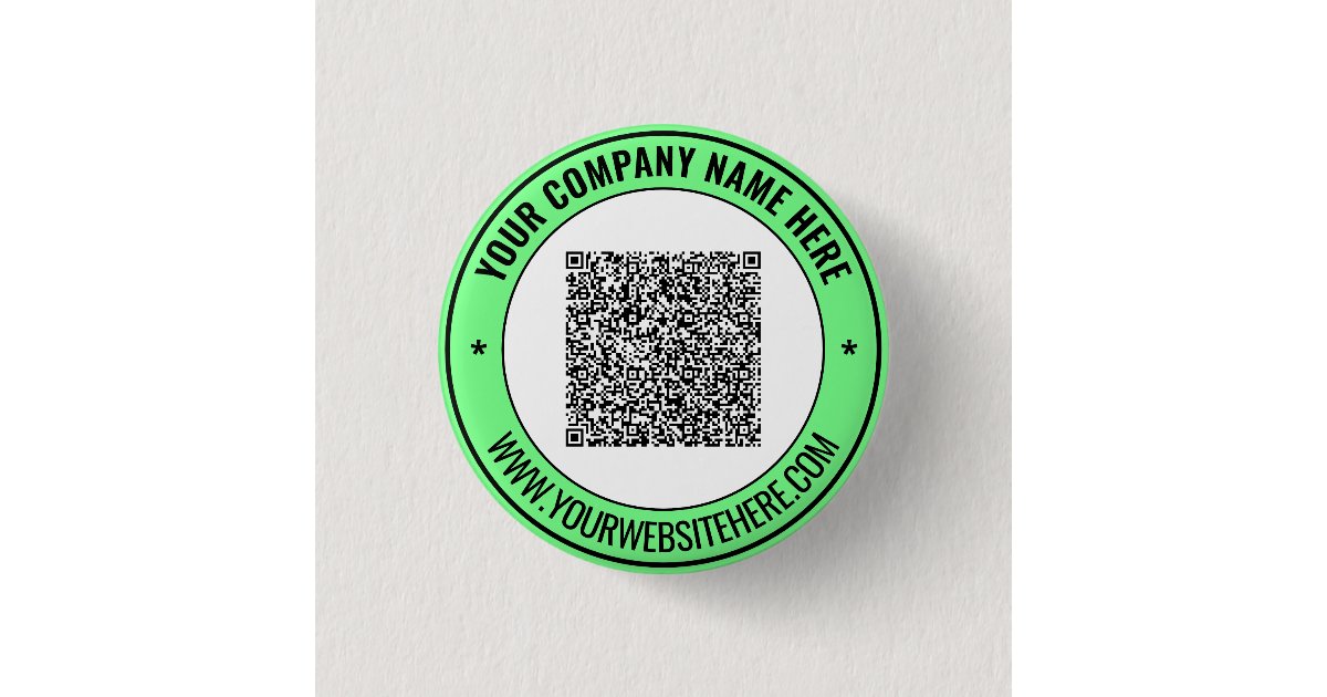 QR Code Promotional Button Example Custom Text | Zazzle