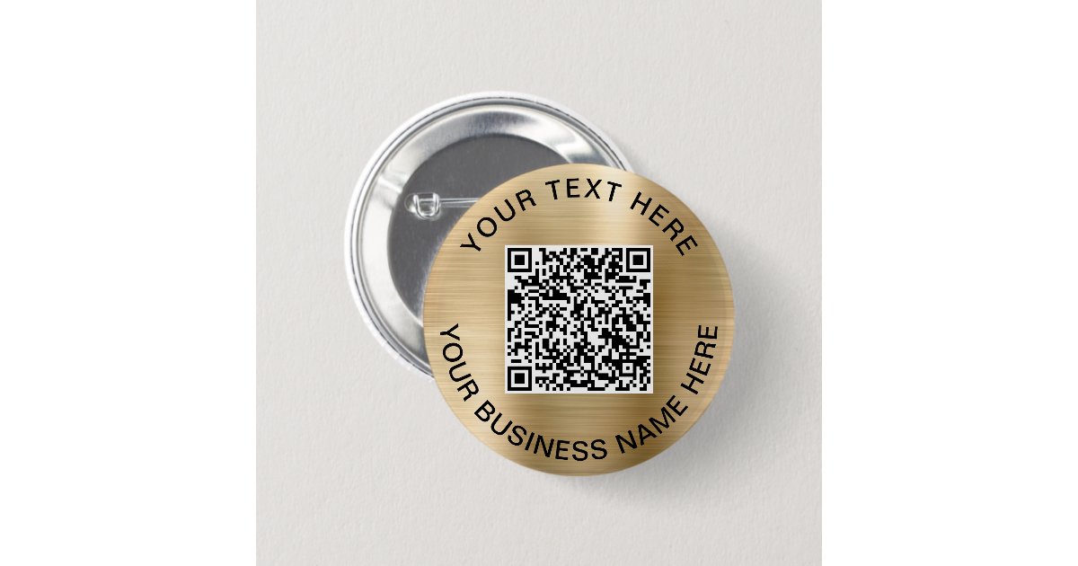 QR Code Promotional Gold Button | Zazzle