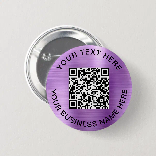 QR Code Promotional Purple Button | Zazzle