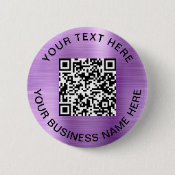 QR Code Promotional Purple Button | Zazzle