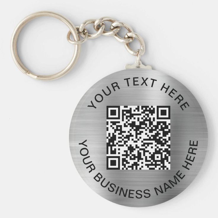 QR Code Promotional Silver Keychain | Zazzle