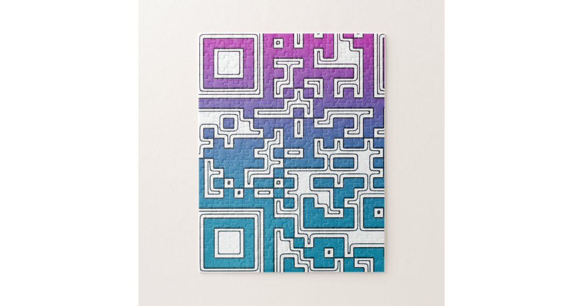 QR Code - Purple Blue Jigsaw Puzzle | Zazzle