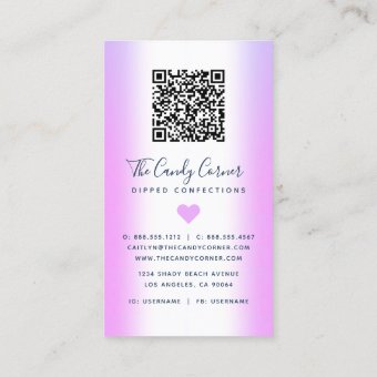 QR Code Purple Strawberry Glitter Drips Confection Business Card | Zazzle