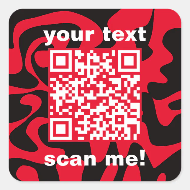 QR Code Red And Black Bright Modern Square Sticker | Zazzle