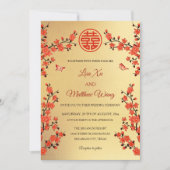 QR Code Red Cherry Blossom | Chinese Wedding Invitation | Zazzle