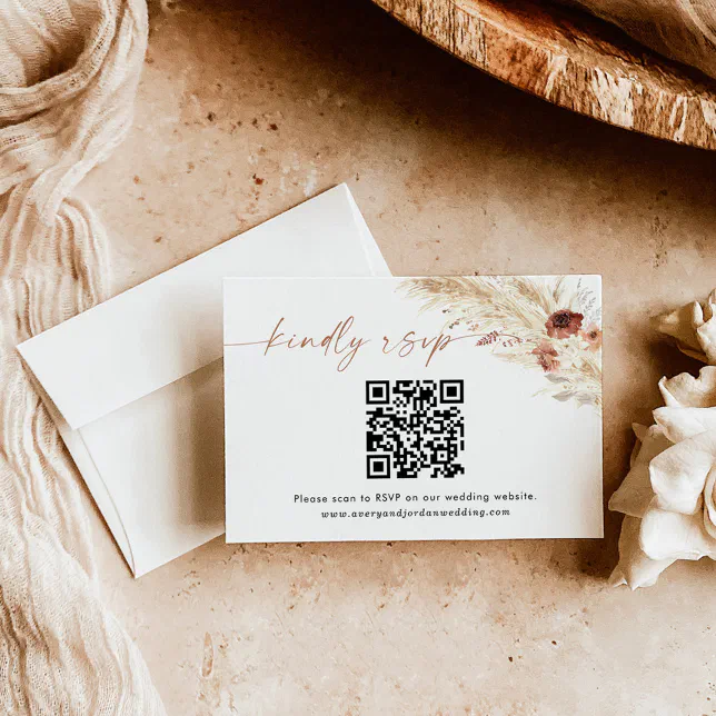 QR Code Response Card | Boho Wedding RSVP Card | Zazzle
