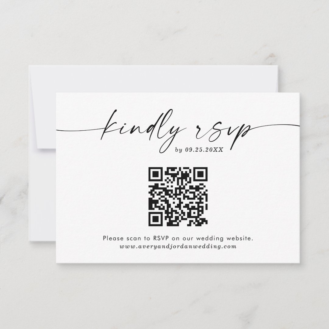 QR Code Response Card | Minimalist Wedding RSVP | Zazzle