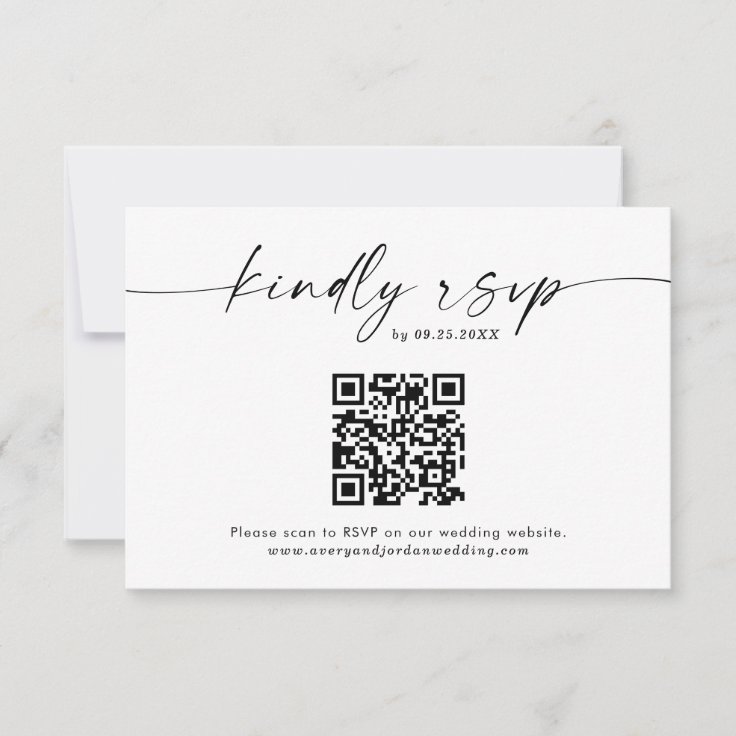 QR Code Response Card | Minimalist Wedding RSVP | Zazzle