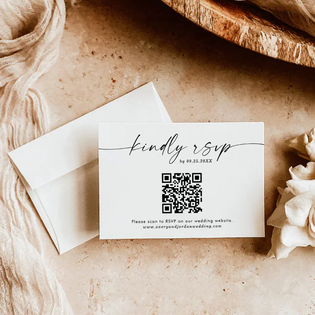QR Code Response Card | Minimalist Wedding RSVP | Zazzle