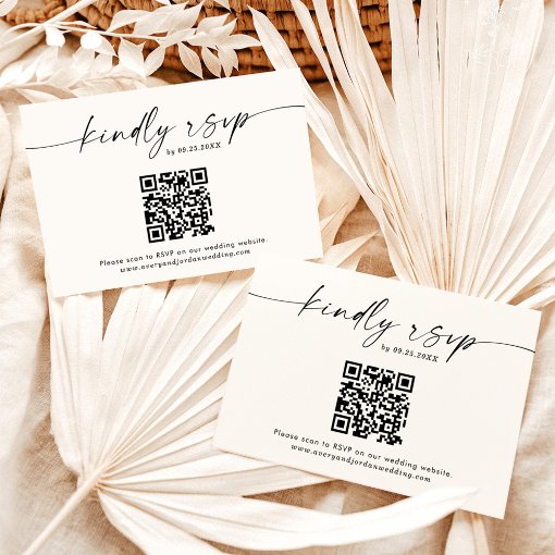 QR Code Response Card | Minimalist Wedding RSVP | Zazzle
