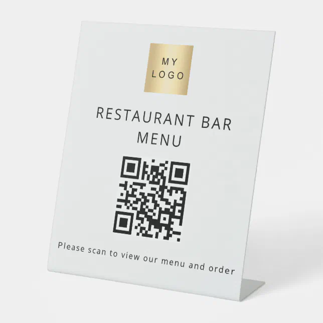 QR code restaurant cafe bar scan menu logo Pedestal Sign | Zazzle
