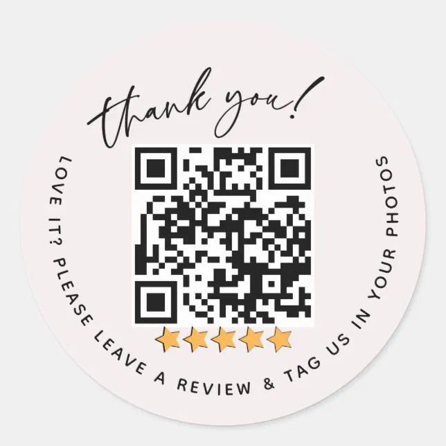QR Code Review Packaging Classic Round Sticker | Zazzle