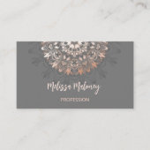 QR Code | Rose Gold Gray Floral Mandala Business Card | Zazzle