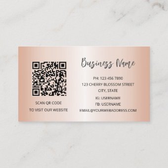 QR Code | Rose Gold Gray Floral Mandala Business Card | Zazzle