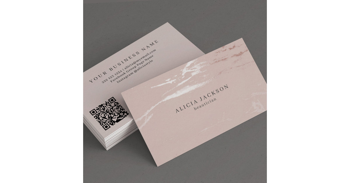 QR CODE rose gold silver elegant metallic scan me Business Card | Zazzle