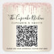 QR Code Rose Pink Glitter Drips Gold Business Name Square Sticker | Zazzle