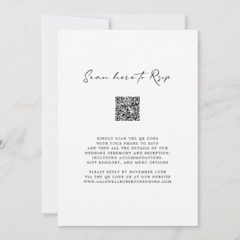 QR Code Roses and Pine Calligraphy Winter Wedding Invitation | Zazzle