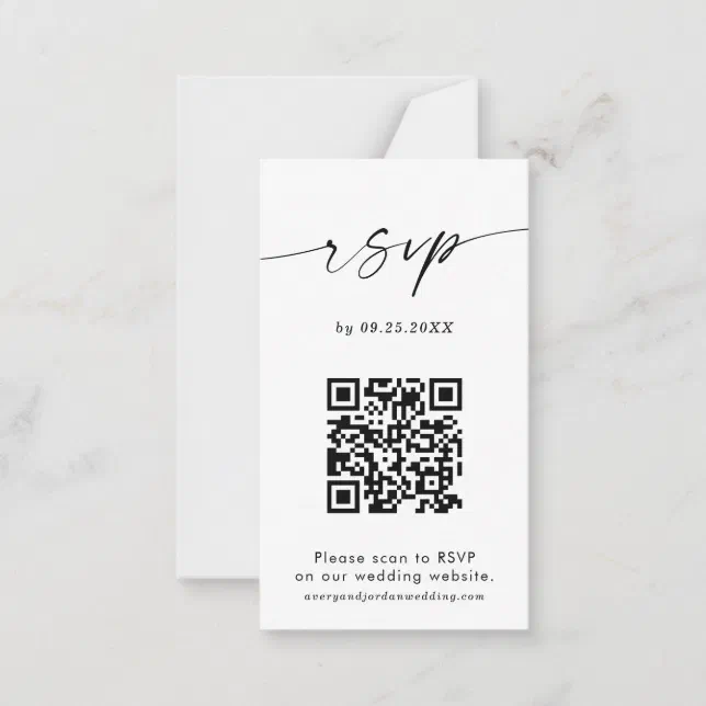 QR Code RSVP Card | Modern Minimalist Wedding RSVP | Zazzle