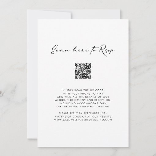 QR Code RSVP Chic Modern Calligraphy Wedding Invitation | Zazzle