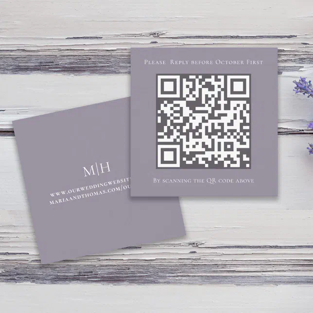 QR Code RSVP Modern Simple Lilac Enclosure Card | Zazzle