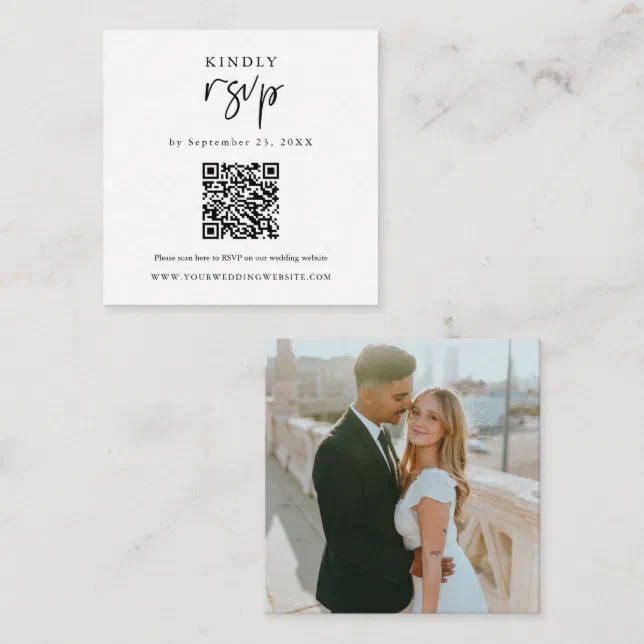 QR code RSVP Modern Wedding Insert | Zazzle