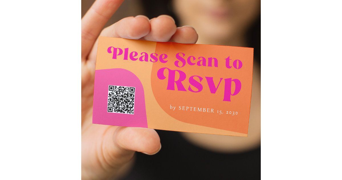 QR Code RSVP retro wedding website Enclosure Card | Zazzle