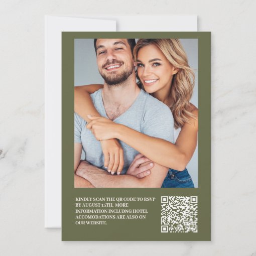 Qr Code Rustic Green Woodland Fern Wedding Invitation | Zazzle