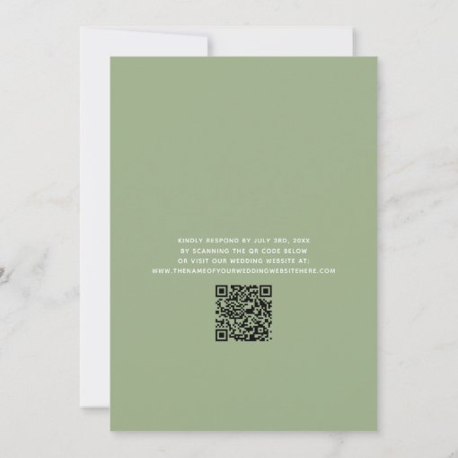 QR Code Sage Typography Wedding Invitation | Zazzle