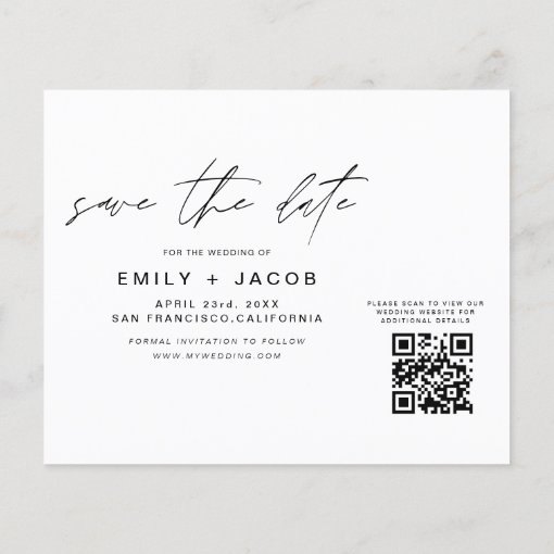 QR Code Save the Date - 3 Photo Elegant Modern | Zazzle