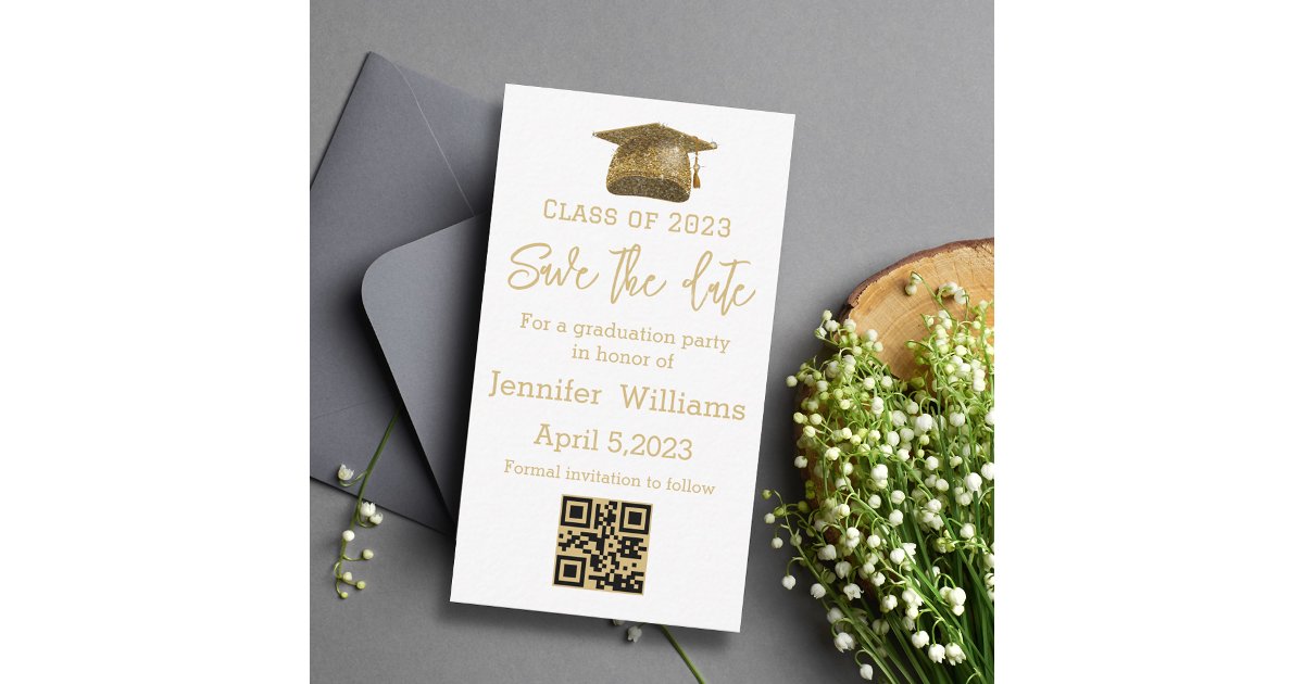 qr code save the date graduation Announcement | Zazzle